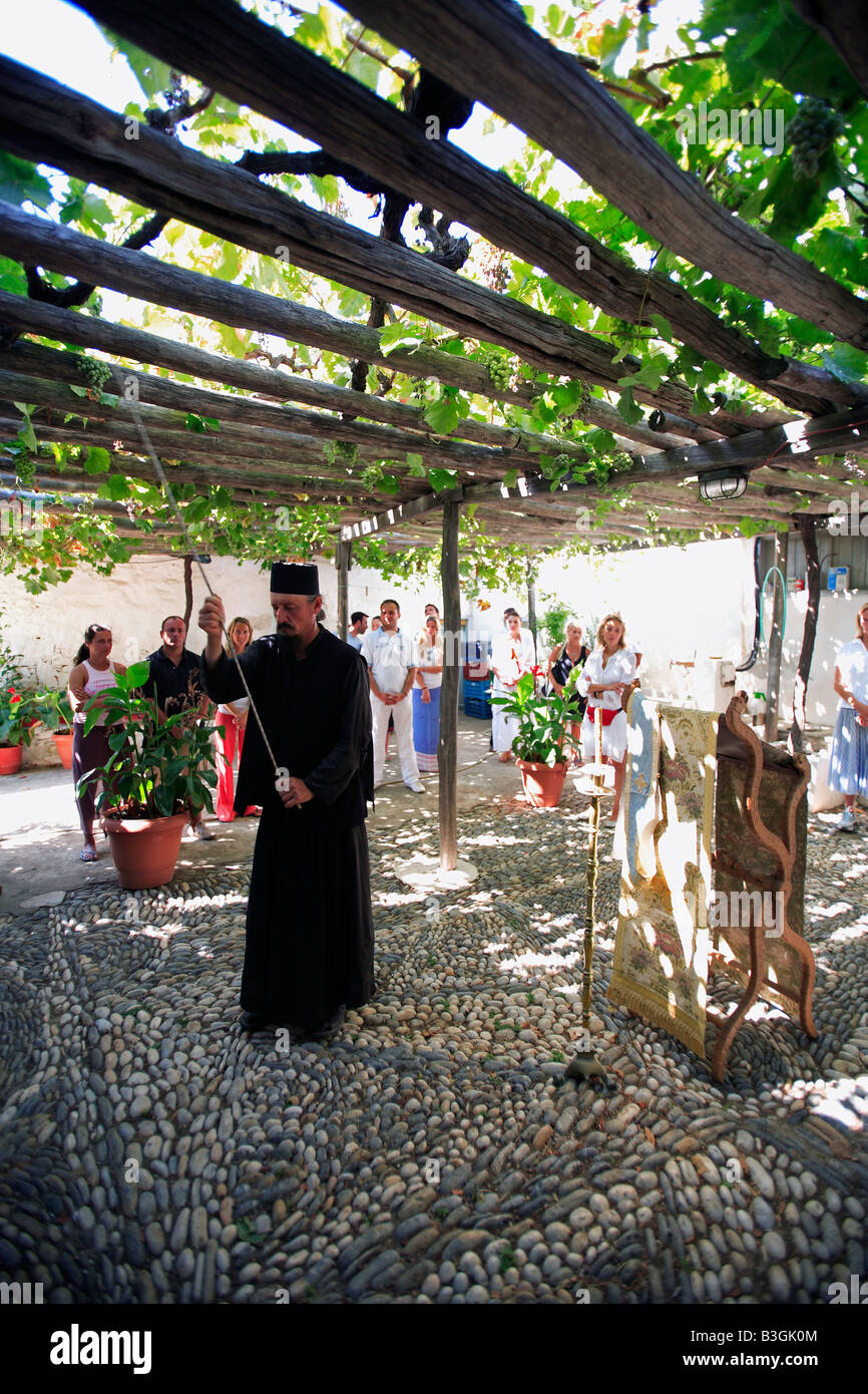 GREECE SPORADES KYRA PANAGIA GREEK ORTHODOX PRIESTS HOLDING A CEREMONY ...