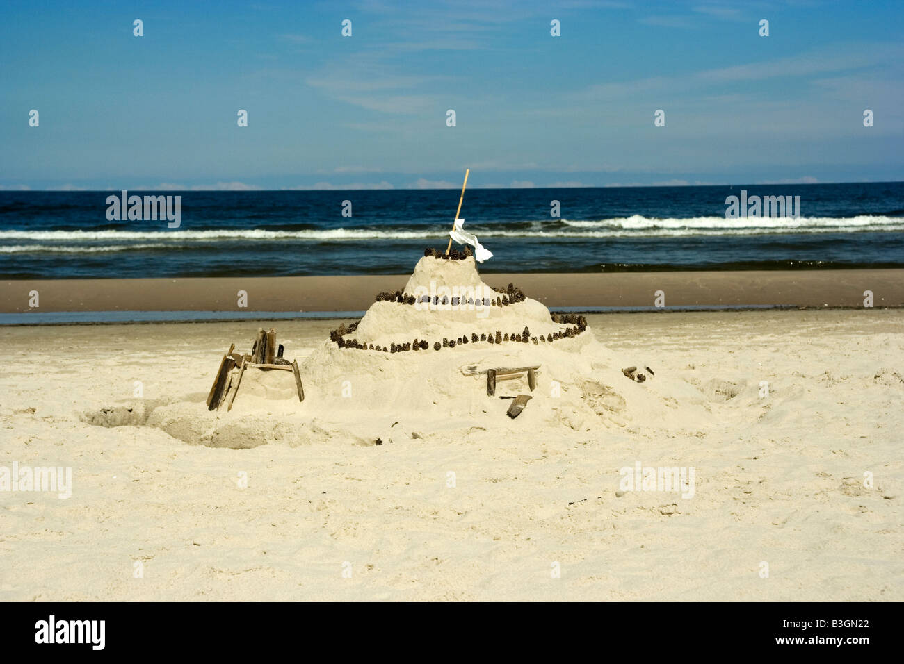 Sand Castle on a Baltic Sea beach in Jantar village Poland Stock Photo ...