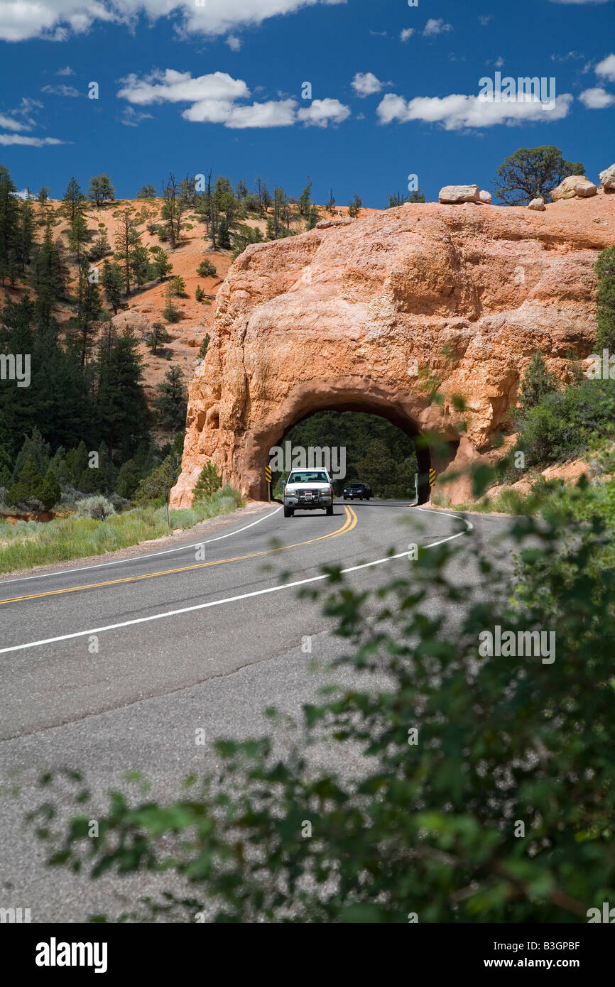 Panguitch Utah Highway 12 passes through a tunnel in Red Canyon Stock ...