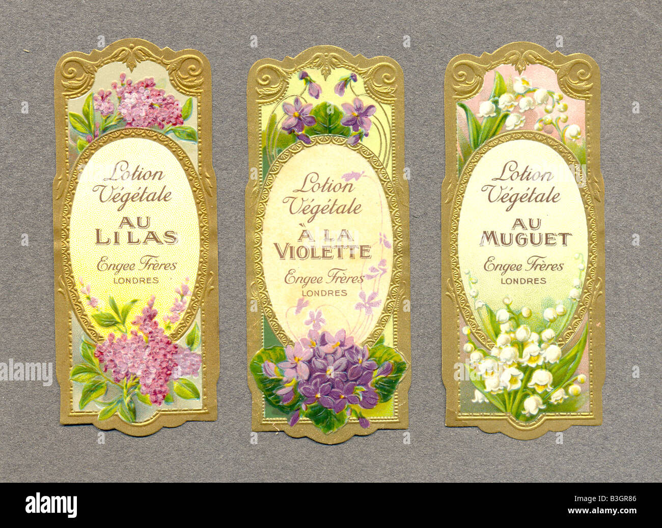 French perfume labels circa 1895 Stock Photo - Alamy