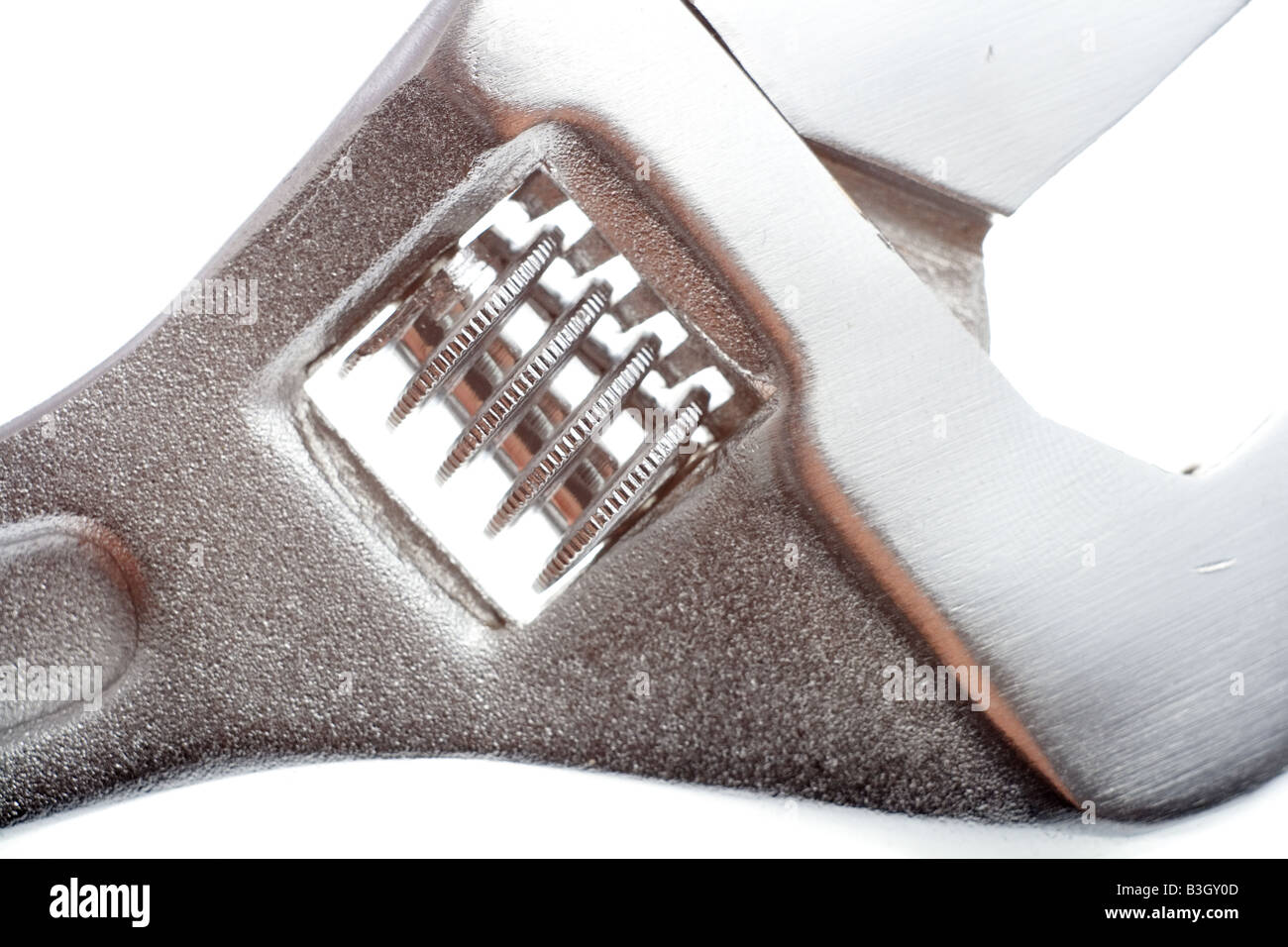 Closeup of adjustable screw wrench over white background Stock Photo ...
