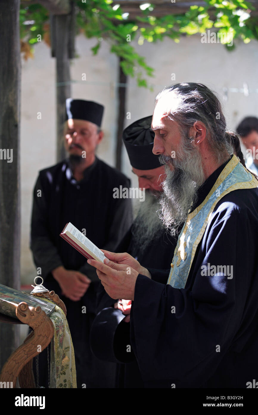 GREECE SPORADES KYRA PANAGIA GREEK ORTHODOX PRIESTS HOLDING A CEREMONY ...