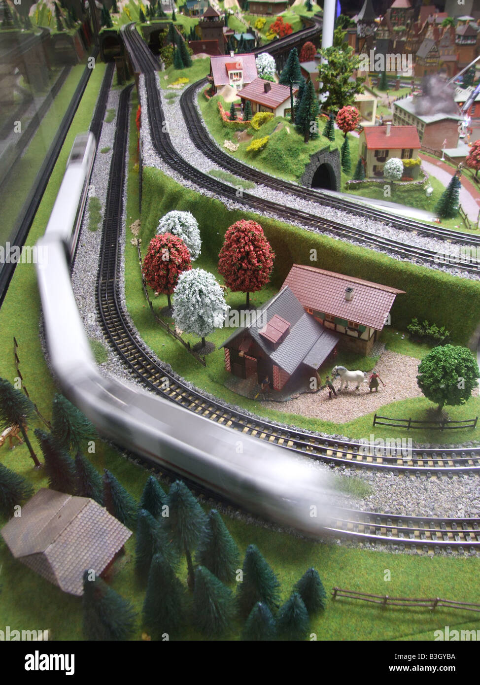 collector's miniature hobby train set in action Stock Photo - Alamy