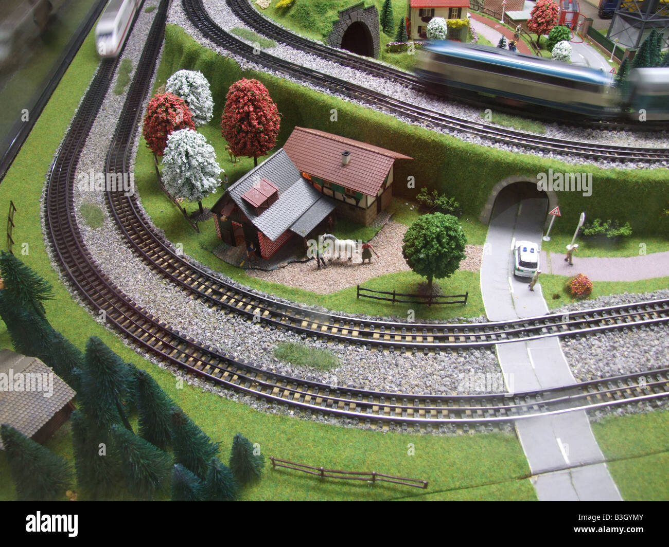 collector's miniature hobby train set in action Stock Photo - Alamy