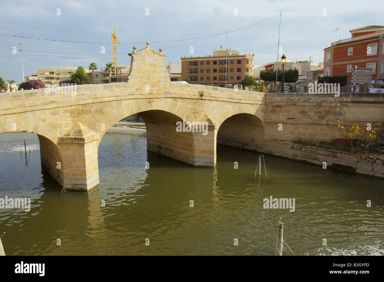 The 18th century bridge of Rojales over the Segura river murcia spain ...
