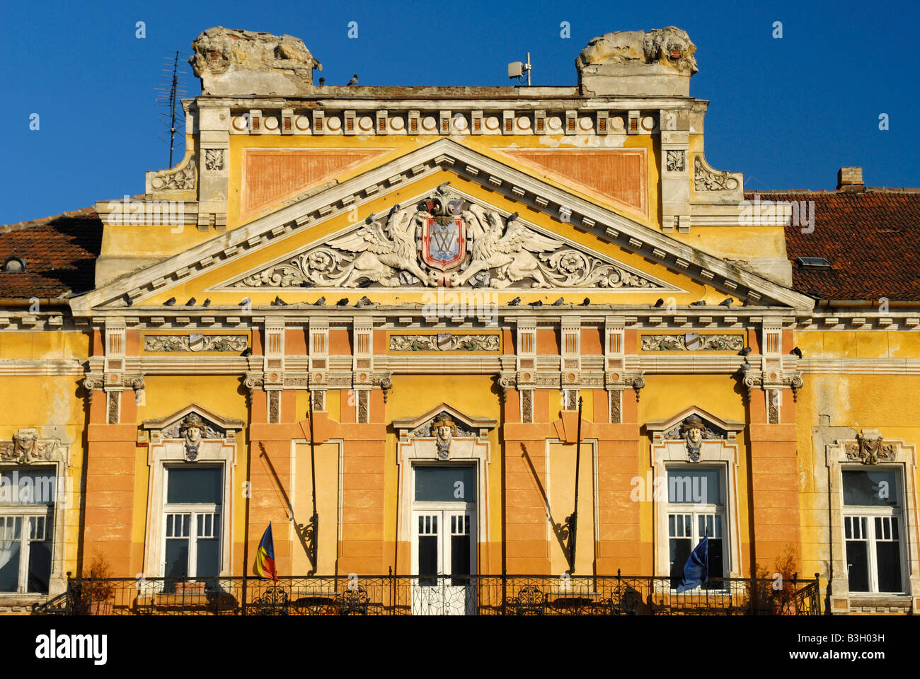 Colourful baroque building on Piata Unirii Timisoara Romania Stock ...