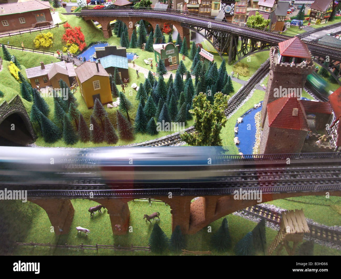 collector's miniature hobby train set in action Stock Photo - Alamy