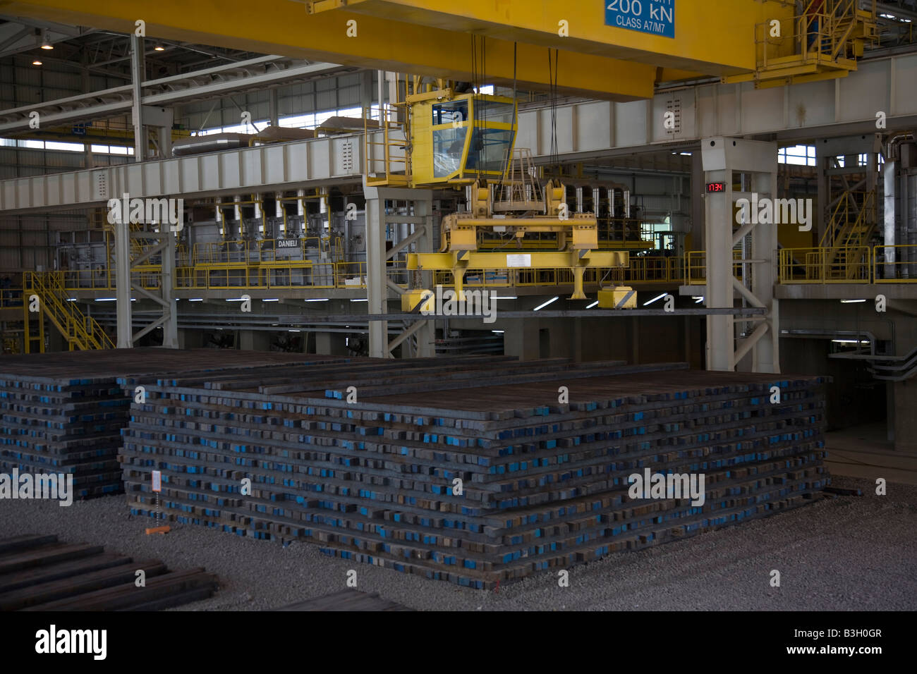 Stacked steel rebar rods at EISF Steel Factory Mill Abu Dhabi United ...
