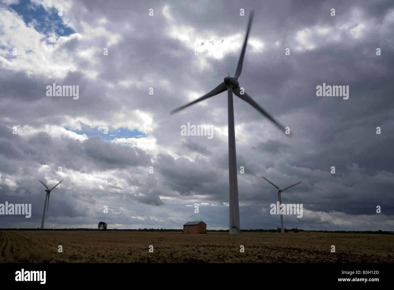 Burton Wold Northamptonshire renewable energy wind turbines under a ...