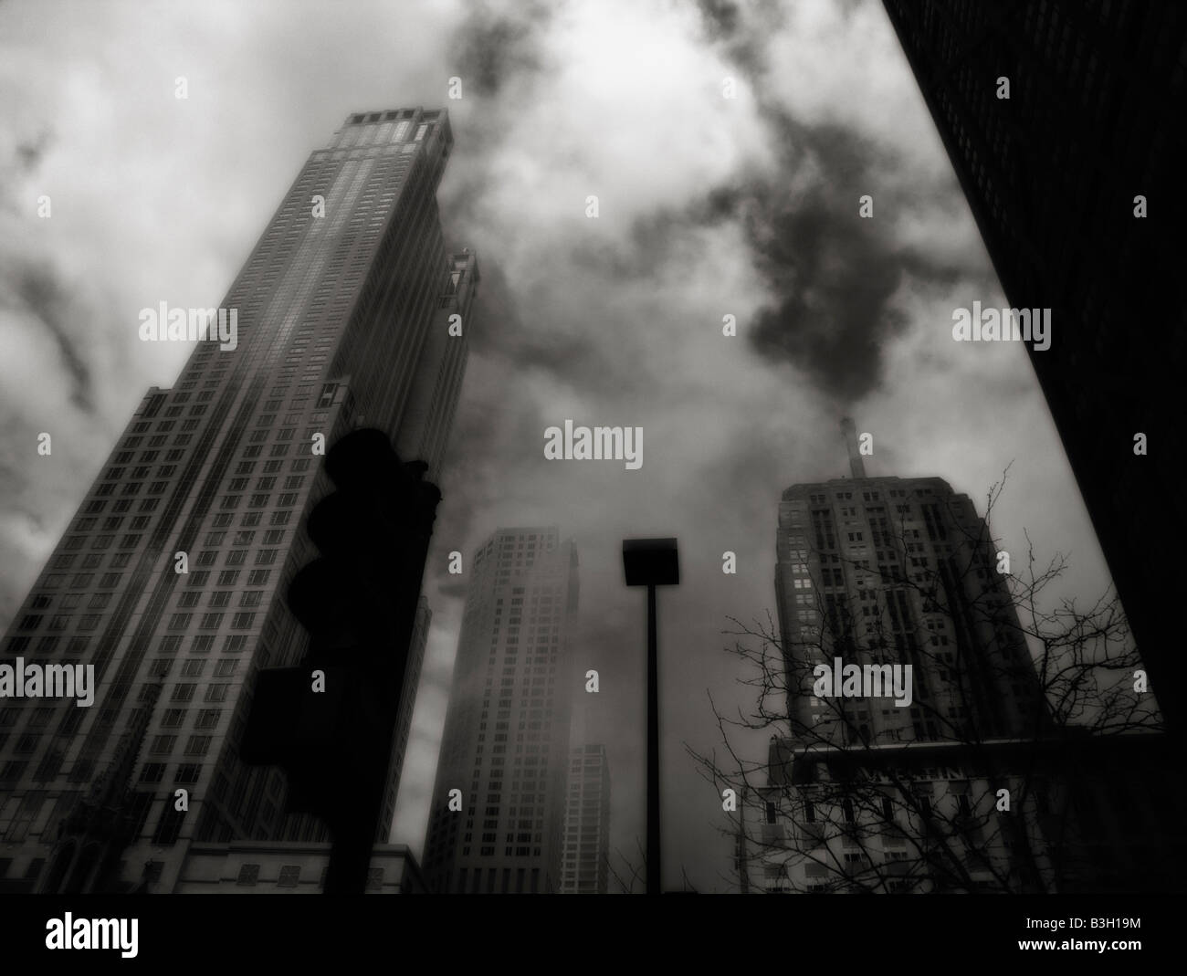 Foggy weather and skyscrapers at North of Magnificent Mile. Chicago ...