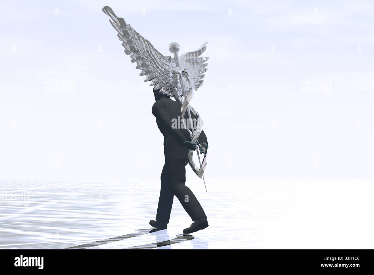 Man carrying a caduceus on his back Stock Photo - Alamy