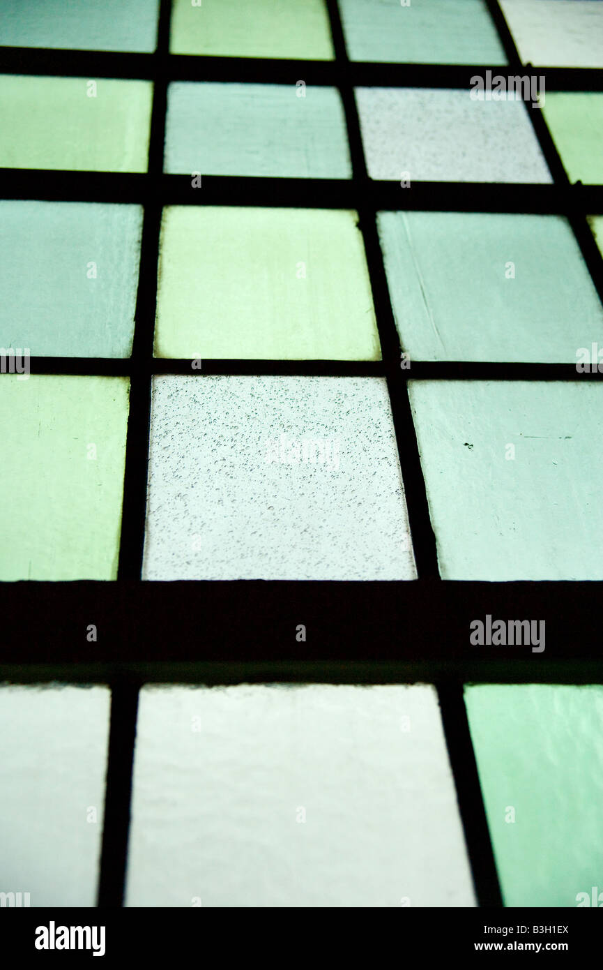 Panes of green glass windows located in the Belfast City Hall Stock ...