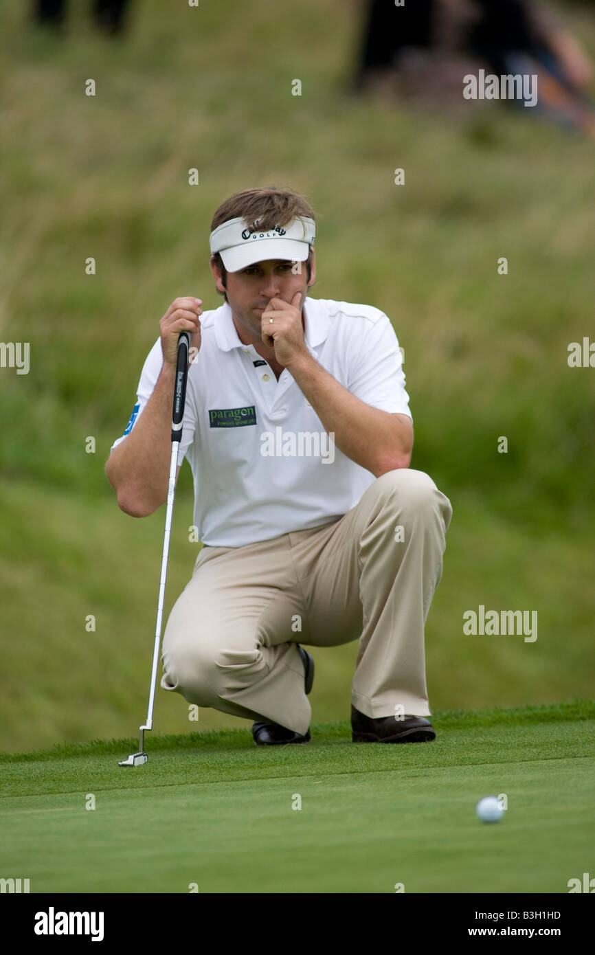 GLENEAGLES SCOTLAND AUGUST 29 England s Robert Rock lines up a putt ...
