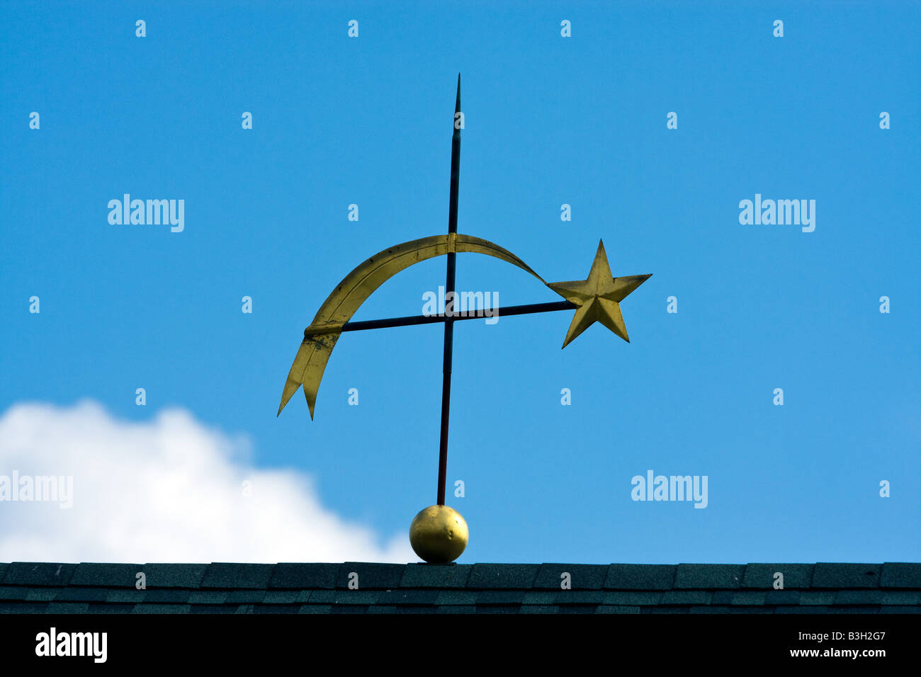 A shooting star weathervane on a rural farm in Litchfield Connecticut ...