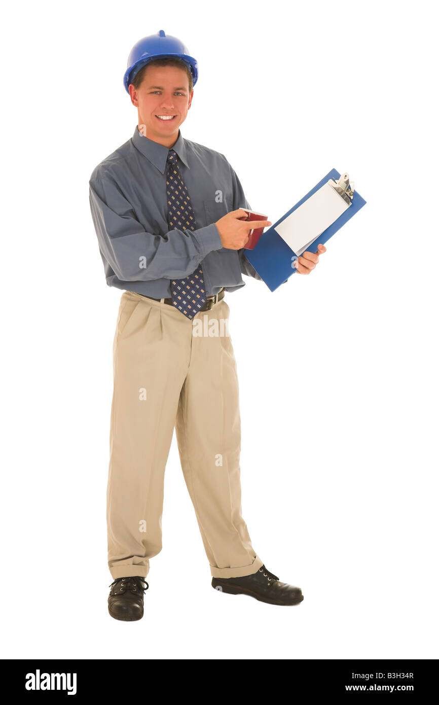 Man presenting work on clipboard Stock Photo - Alamy