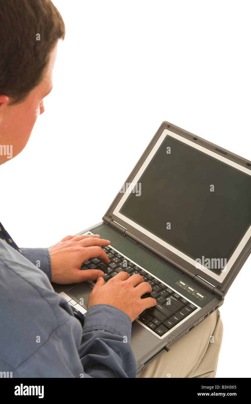 Man typing on laptop Stock Photo - Alamy