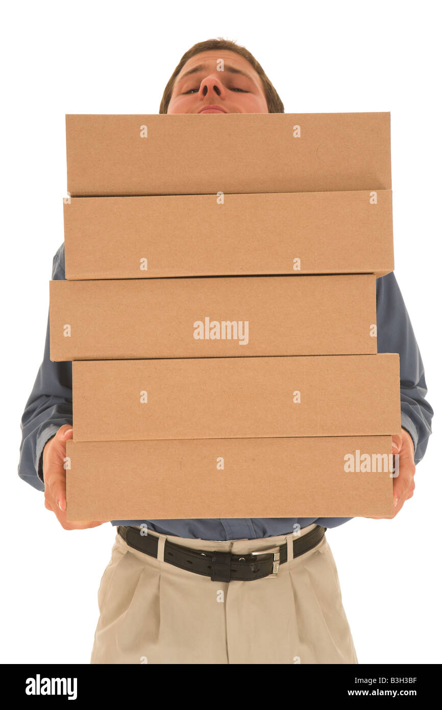 Man carrying boxes Stock Photo - Alamy