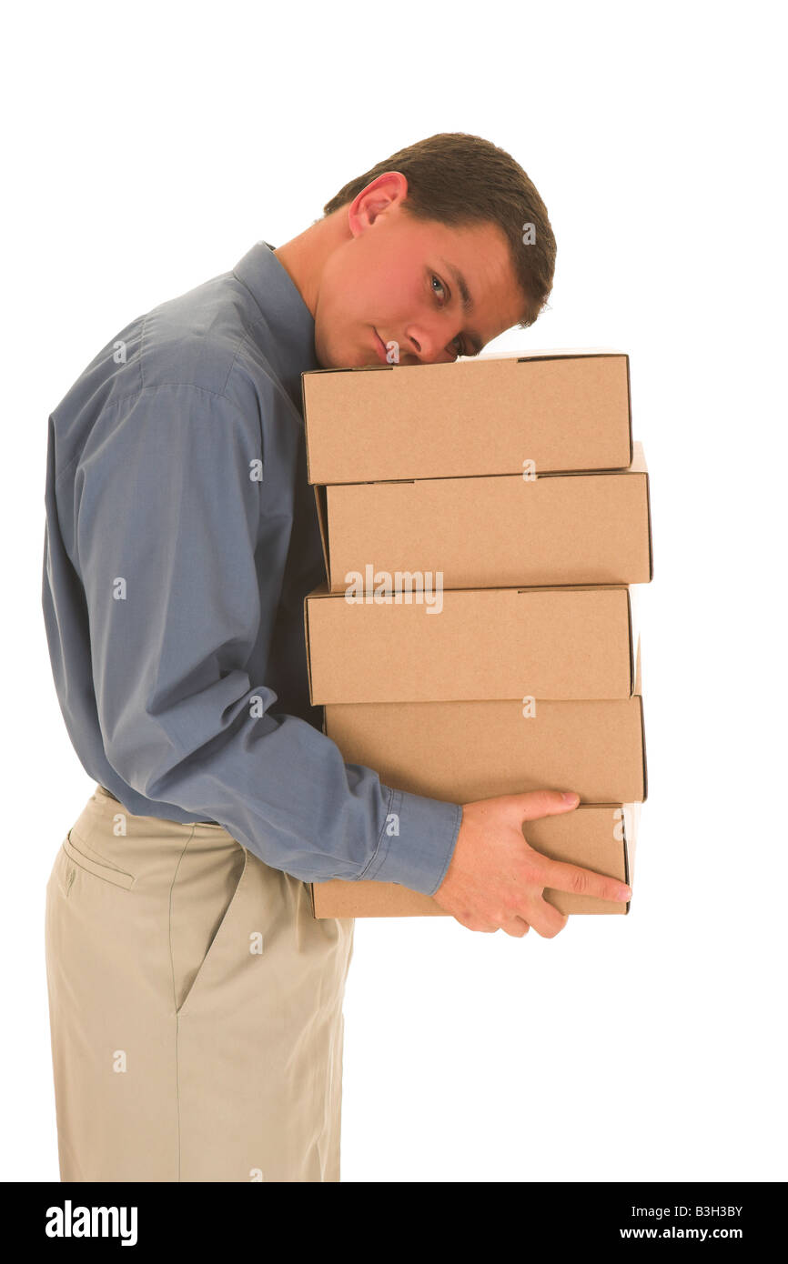 Man sleeping on boxes Stock Photo - Alamy