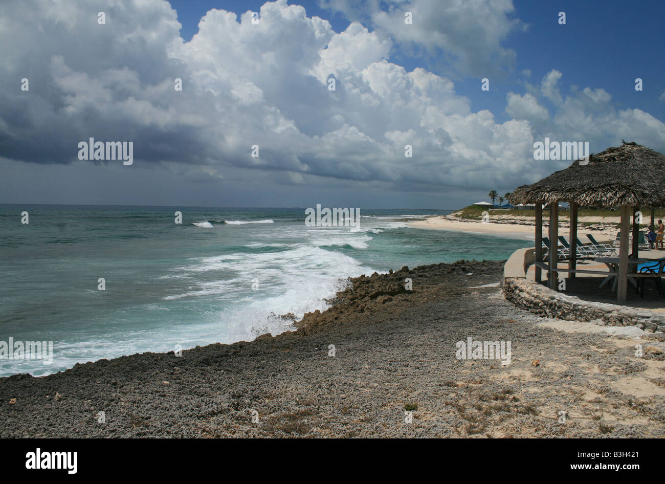 View of the coral reef shoreline on the Atlantic Ocean side from the ...