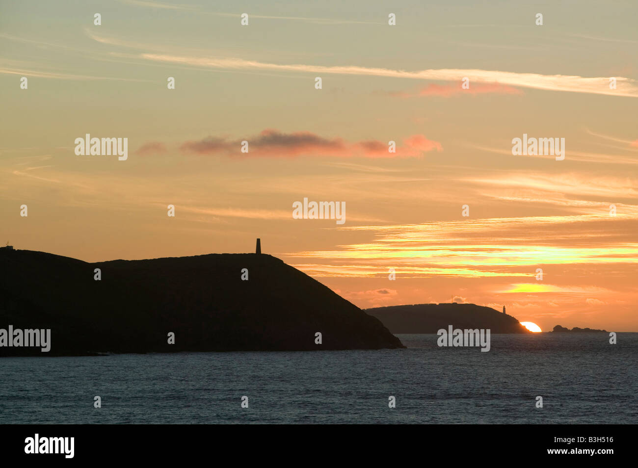 Stepper Point and Trevose Head from Polzeath beach Cornwall UK Stock ...