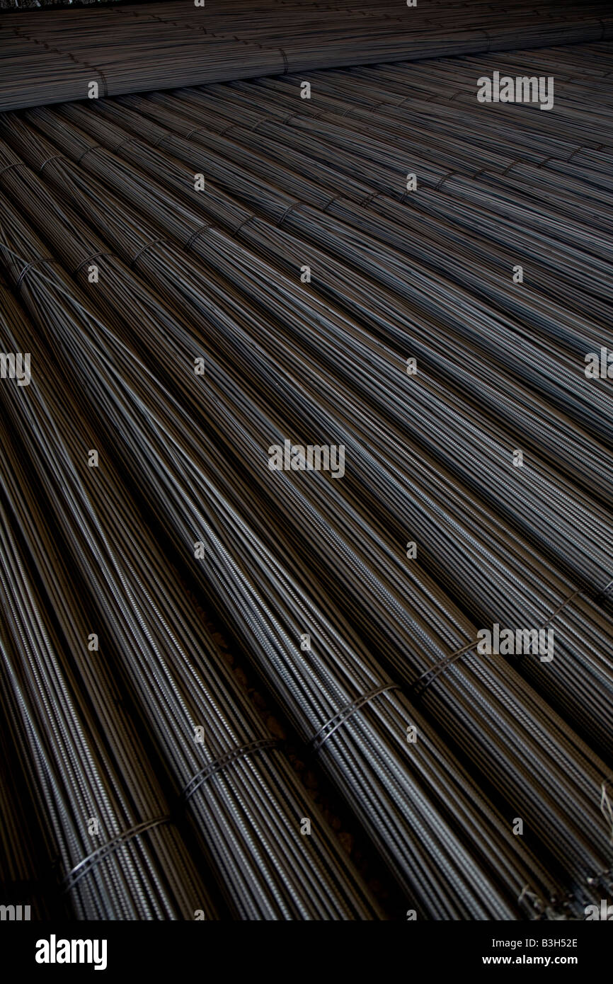 Stacked steel rebar rods at EISF Steel Factory Mill Abu Dhabi United ...