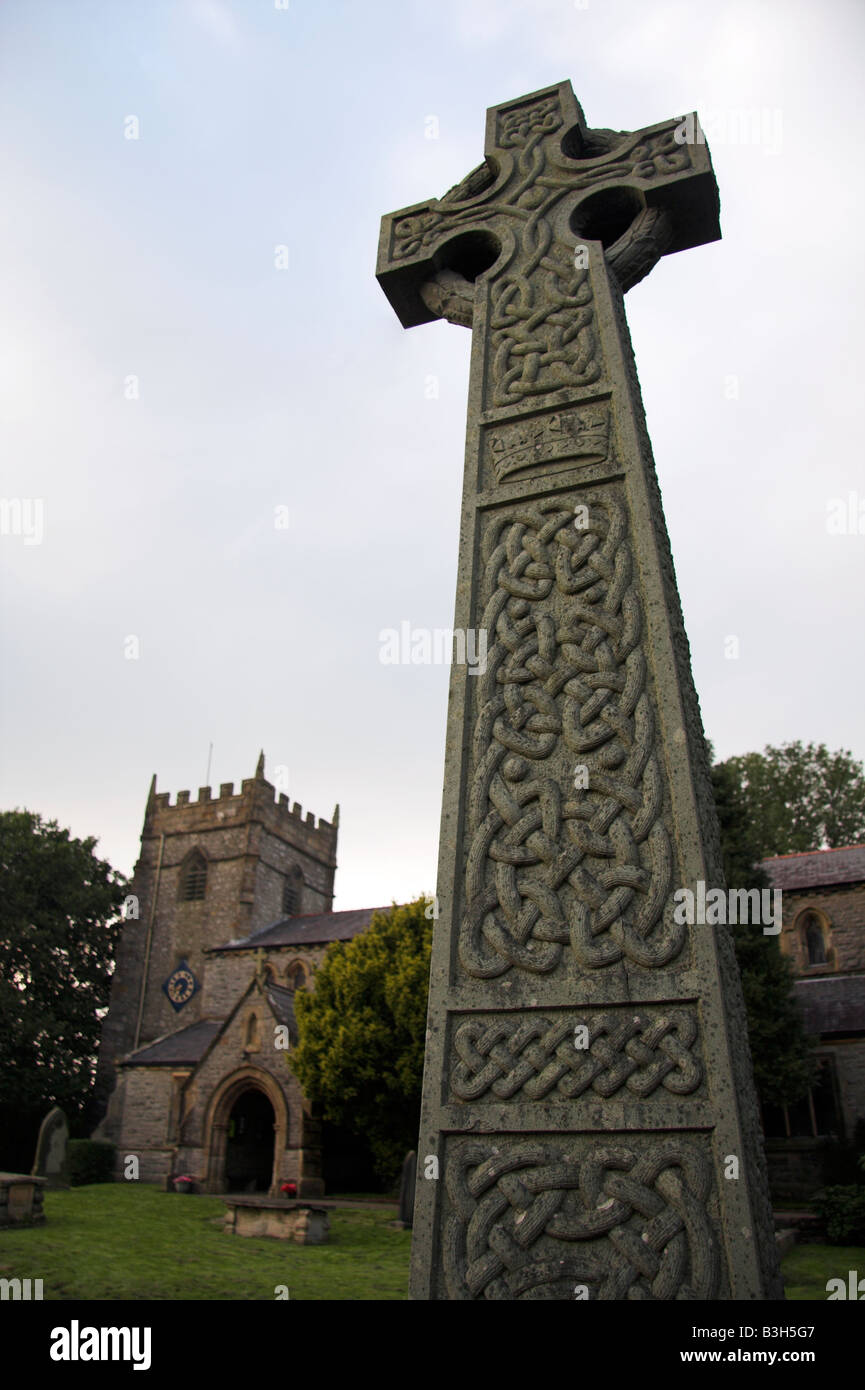 Celtic gravestone, St Mary's Church and cemetery, Ingleton village ...