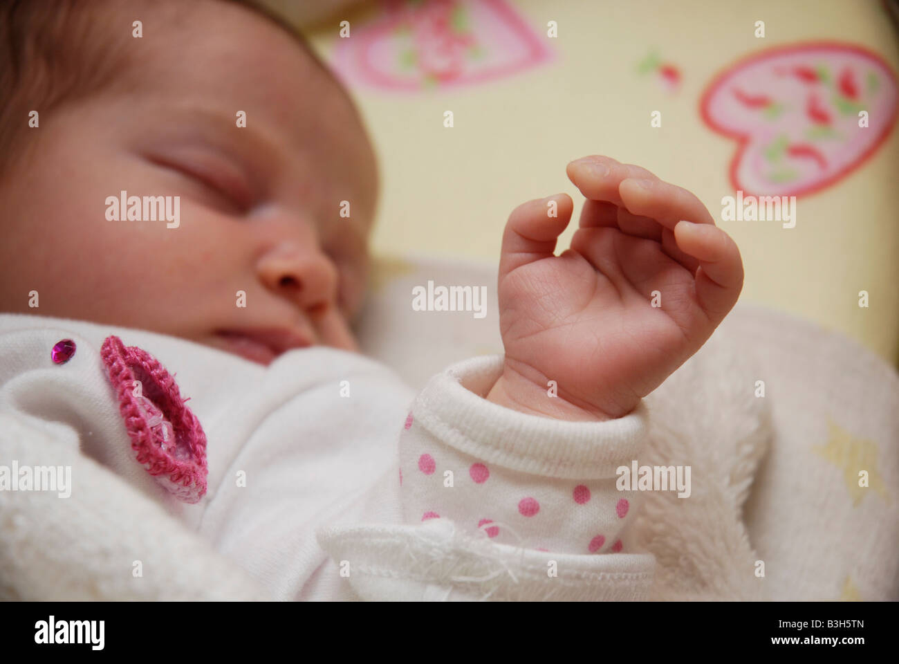 Four week old baby girl asleep Shallow DOF with focus on the baby s ...