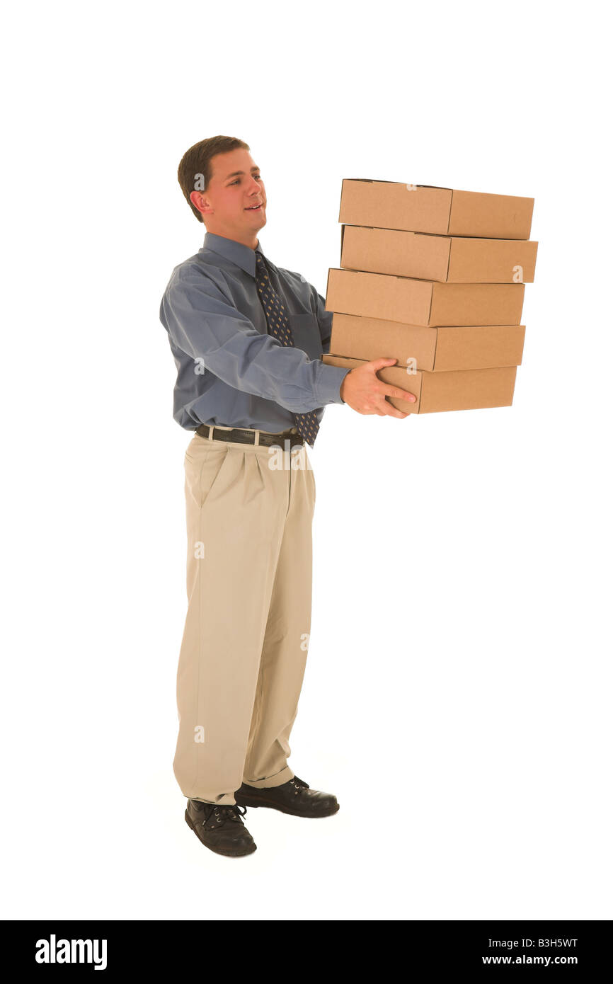 Man carrying boxes Stock Photo - Alamy