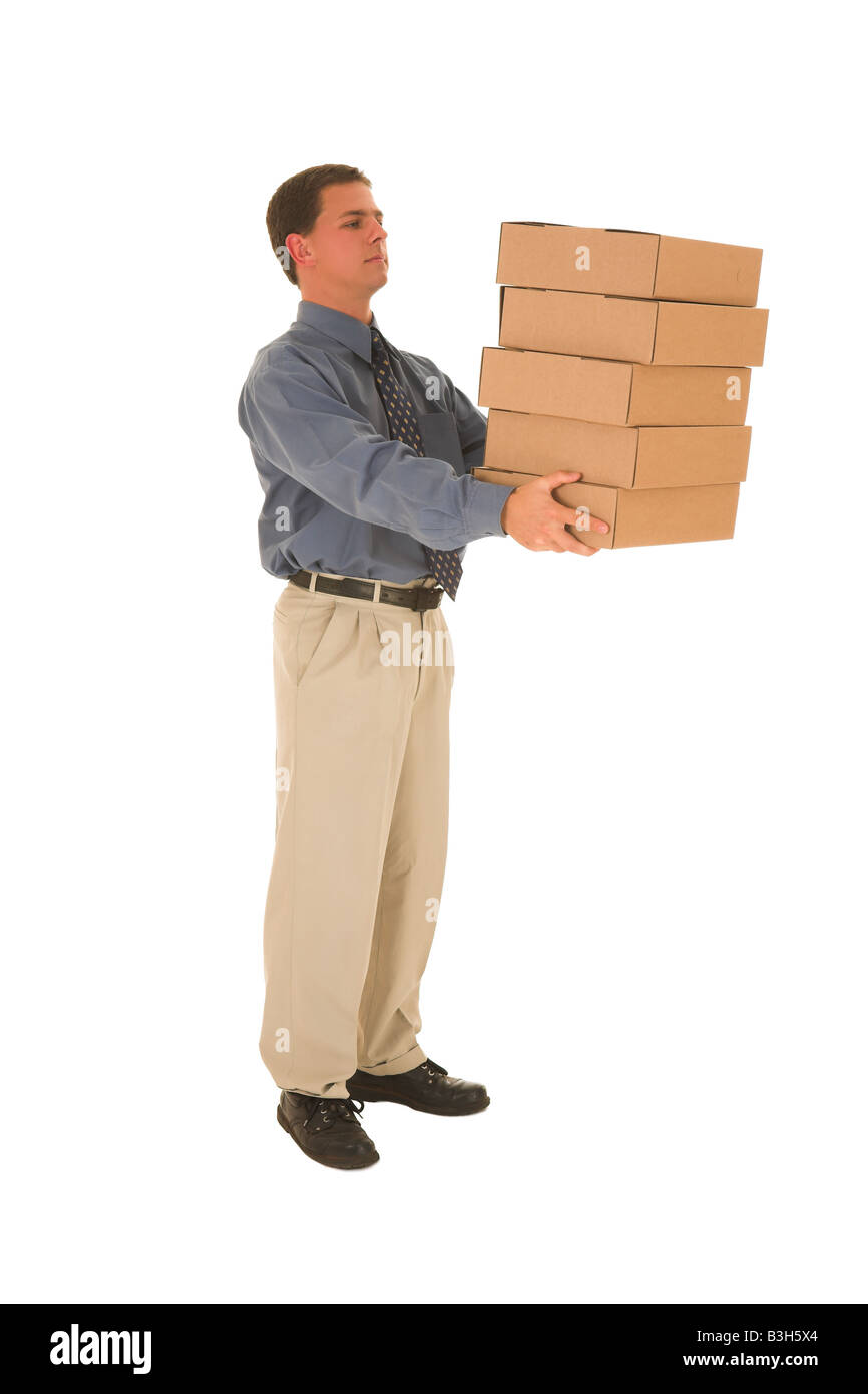 Man carrying boxes Stock Photo - Alamy