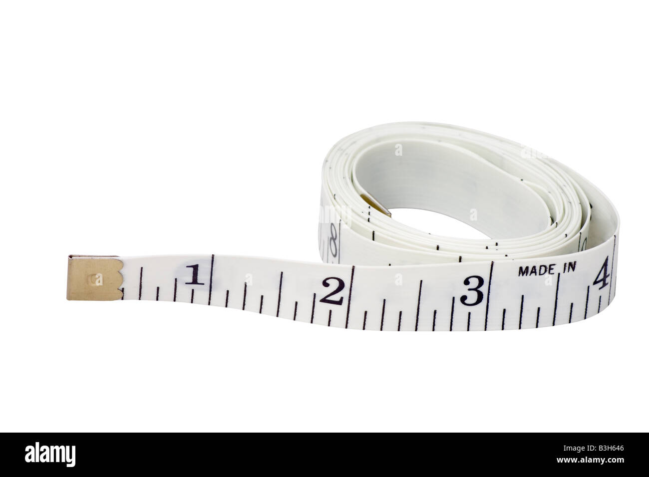 white measuring tape isolated on white background Stock Photo - Alamy