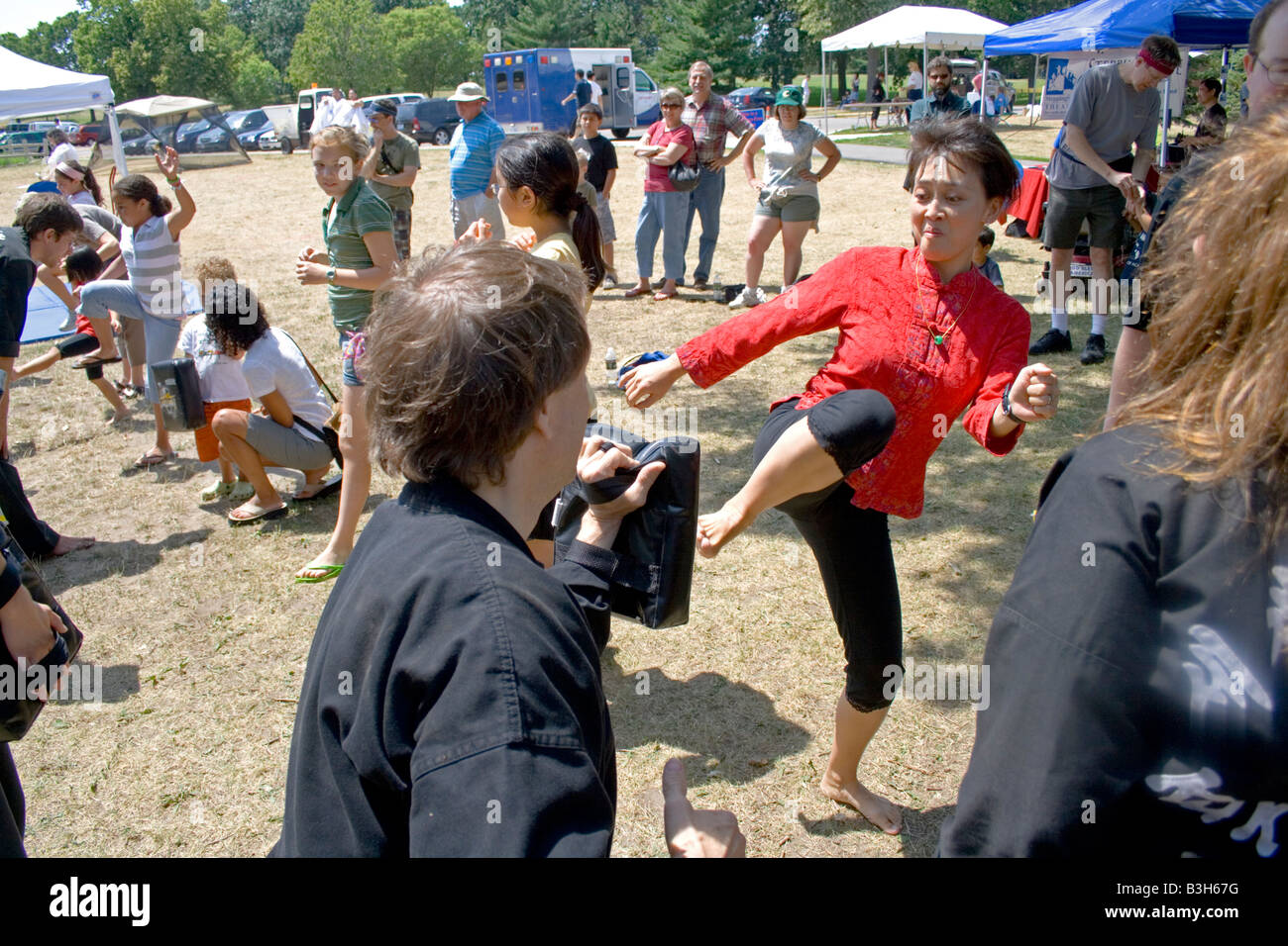 Members of Kuk Sool Won school teach martial arts. Dragon Festival Lake ...