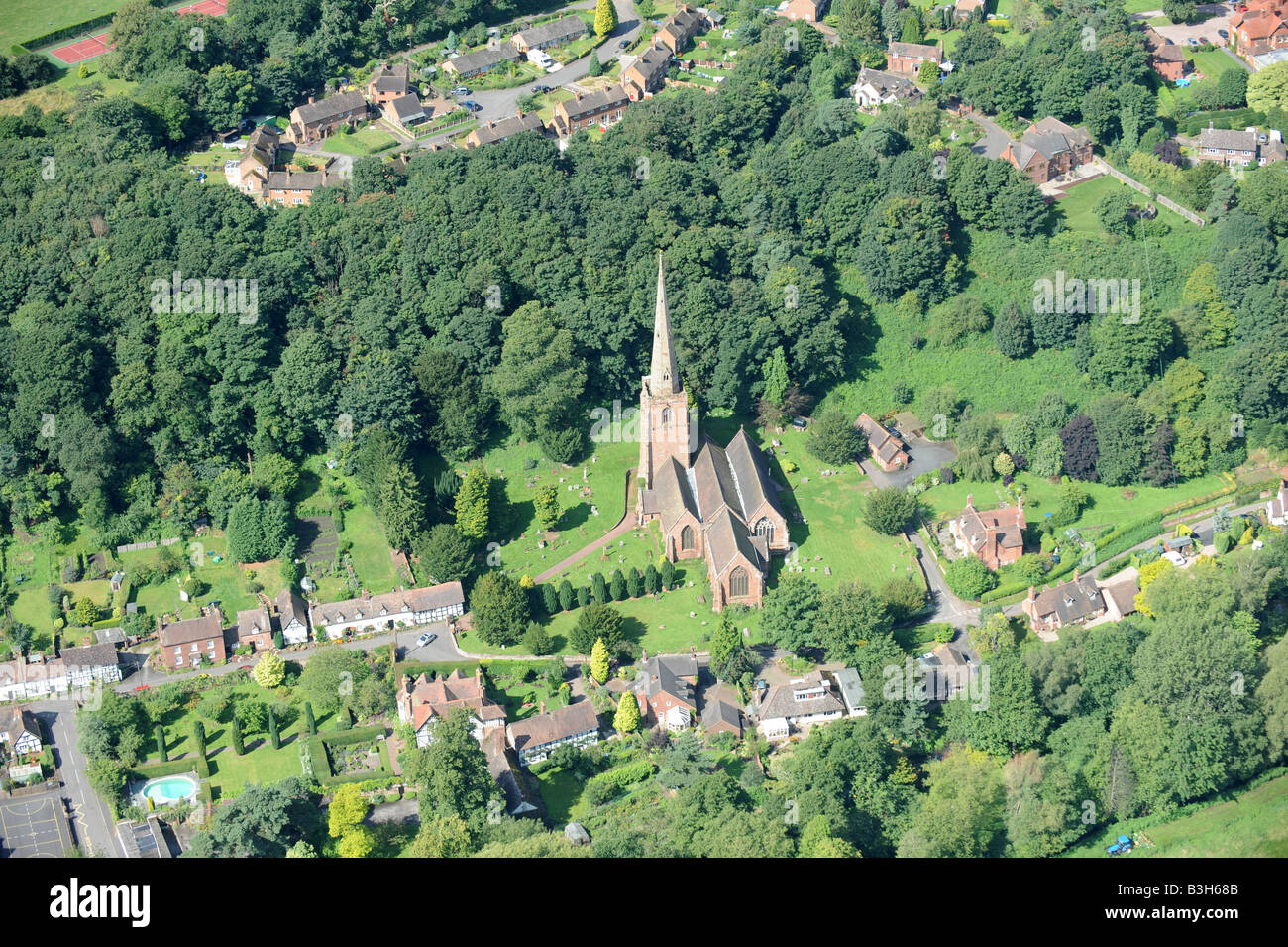 An aerial view of the village of Worfield in Shropshire England Stock ...