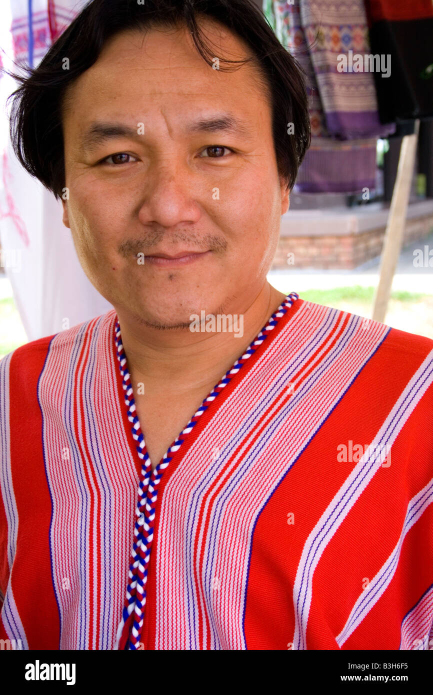 Man of the Karen Community from Burma (Myanmar) wears ethnic clothing ...
