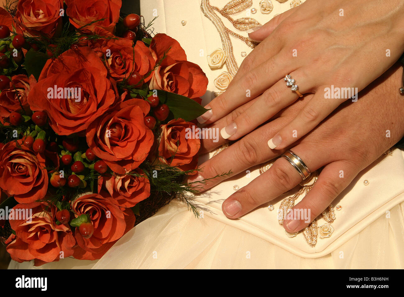 Wedding rings on display Stock Photo - Alamy