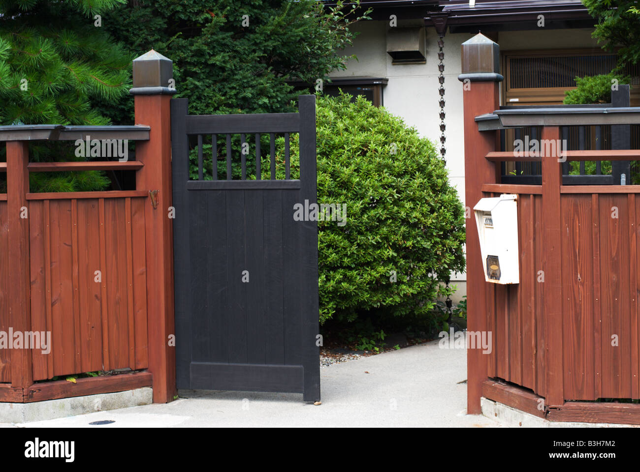 The front gate of a traditional house in Shimosuwa Nagano Japan with ...