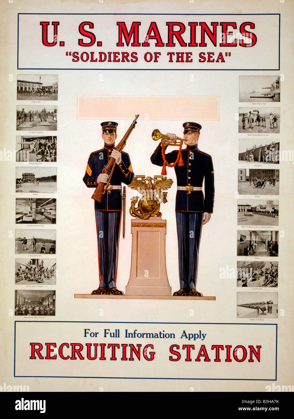 Marine Recruiting Poster "Soldiers of the sea" circa 1917 Stock Photo ...