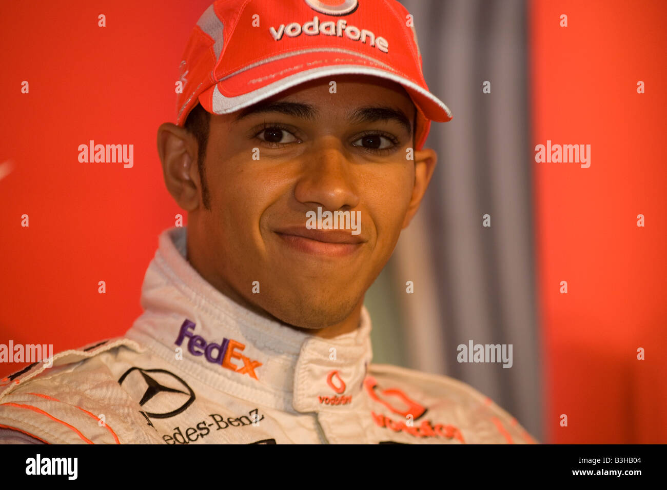 Formula 1 driver Lewis Hamilton attends a press conference hosted by ...