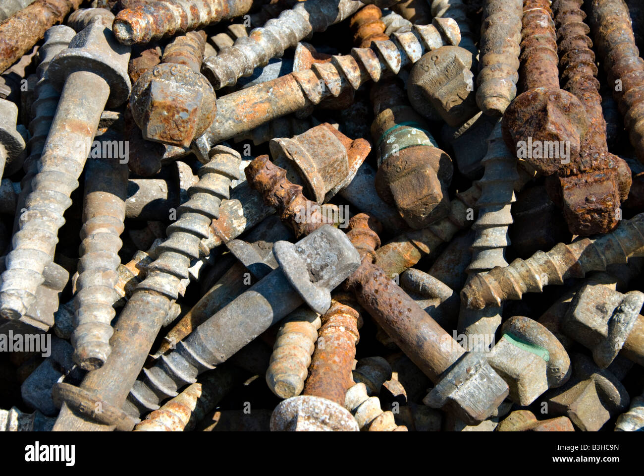 Old railway lag screws Stock Photo - Alamy