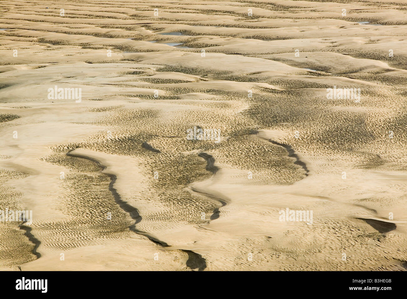A sand bar in the mouth of the Camel estuary near Padstow Cornwall UK ...