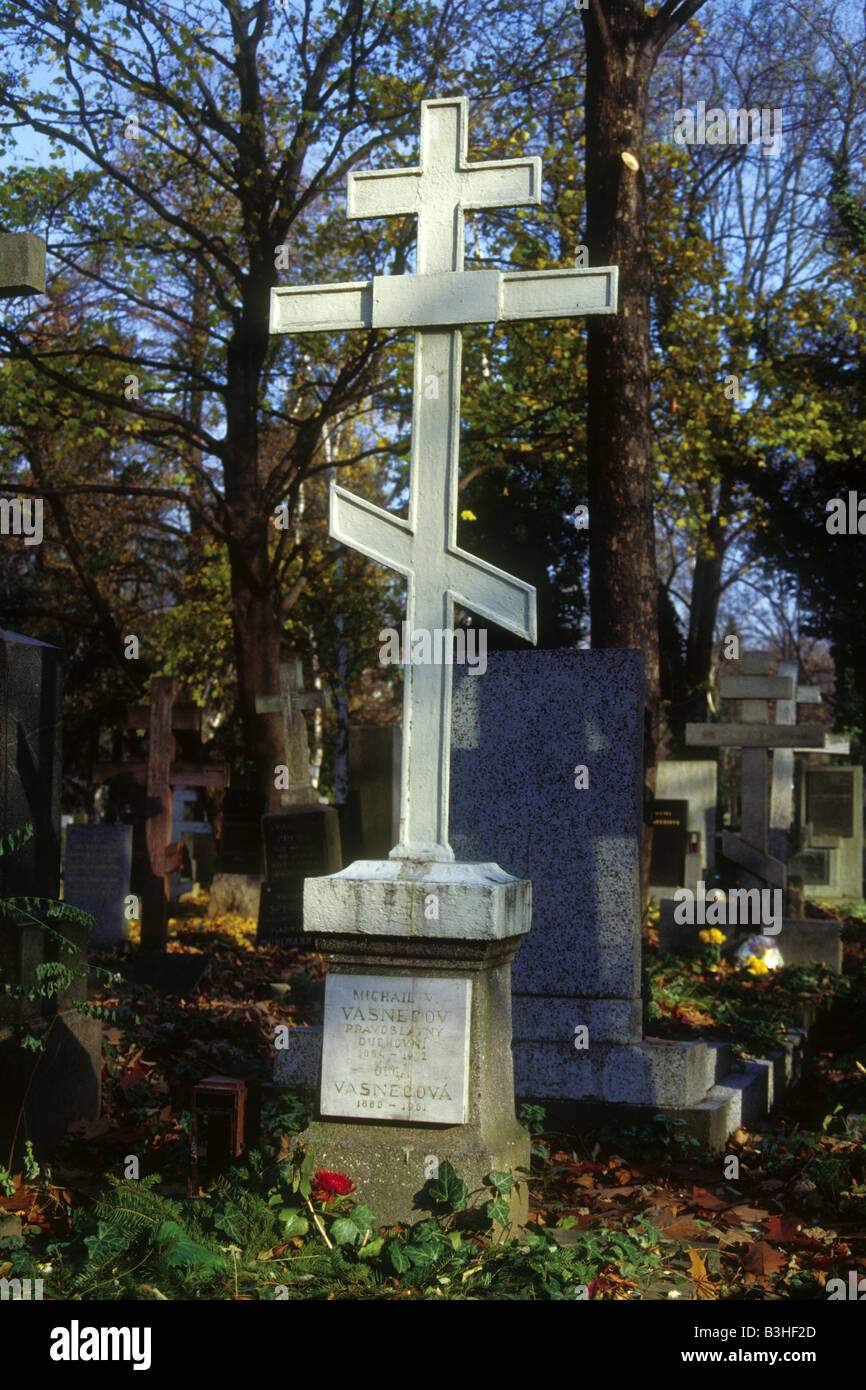 Grave of Russian priest Mikhail Vasnetsov at the Olsany Cemetery in ...