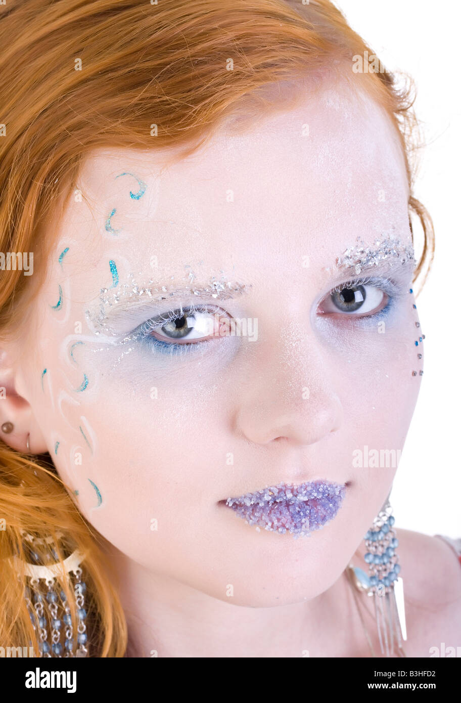 portrait of red-haired ice princess Stock Photo - Alamy