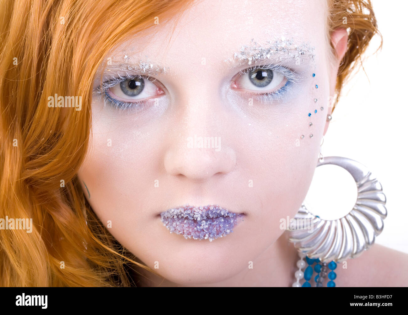 portrait of red-haired ice princess Stock Photo - Alamy