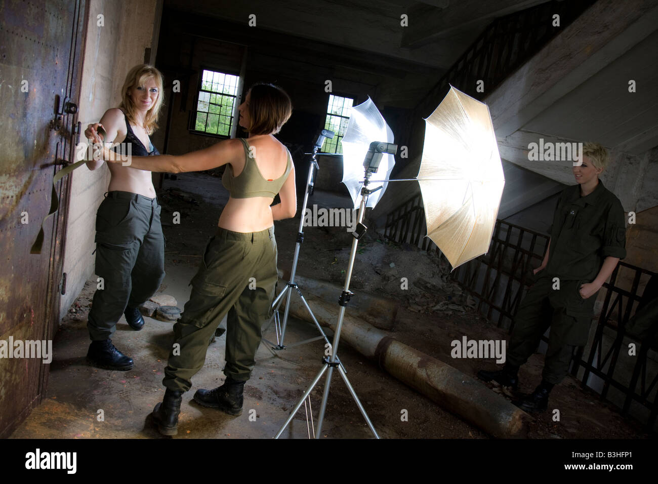 behind the scenes at a photo shooting on a factory floor Stock Photo ...