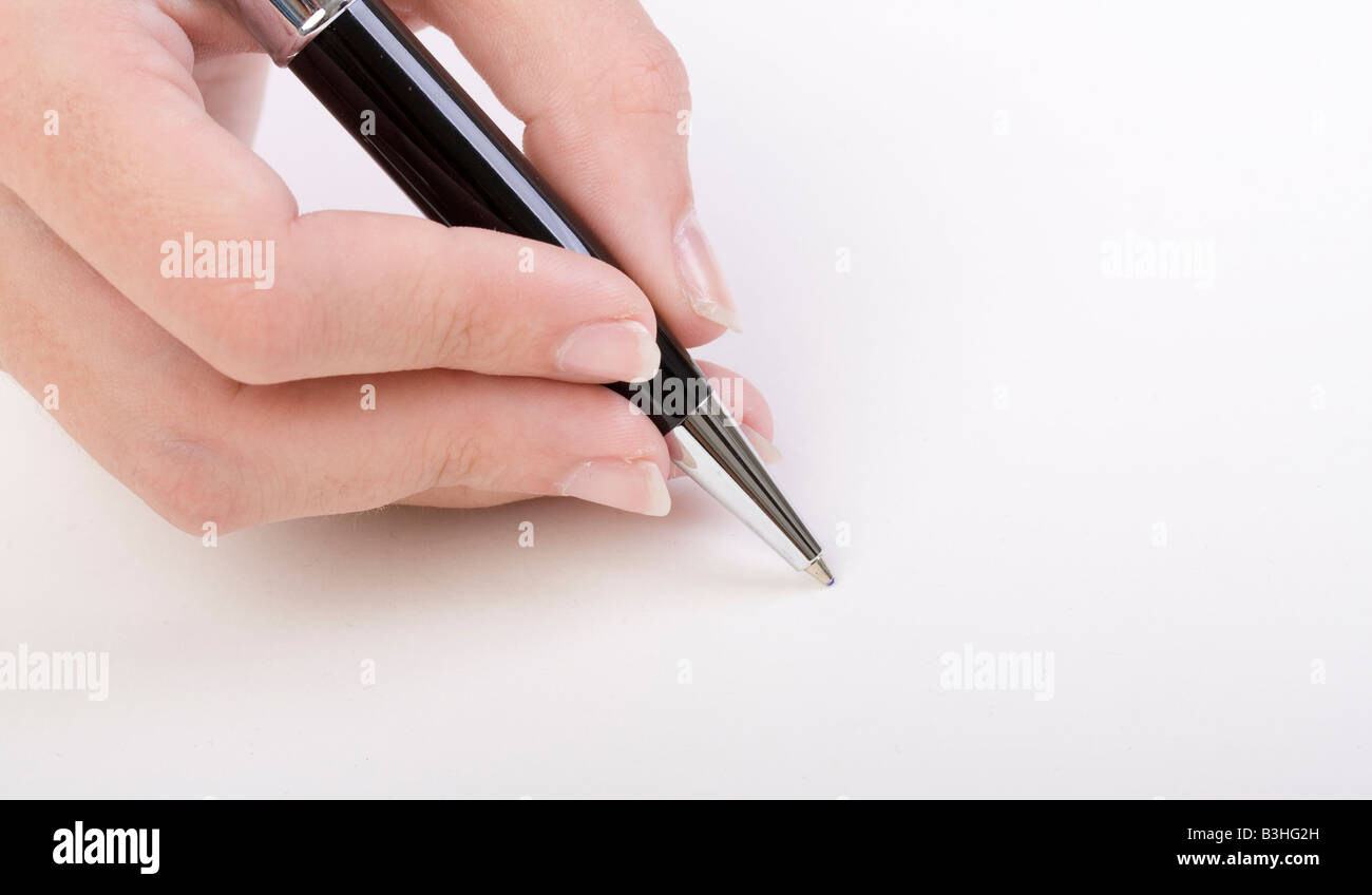 writing with a pen Stock Photo - Alamy