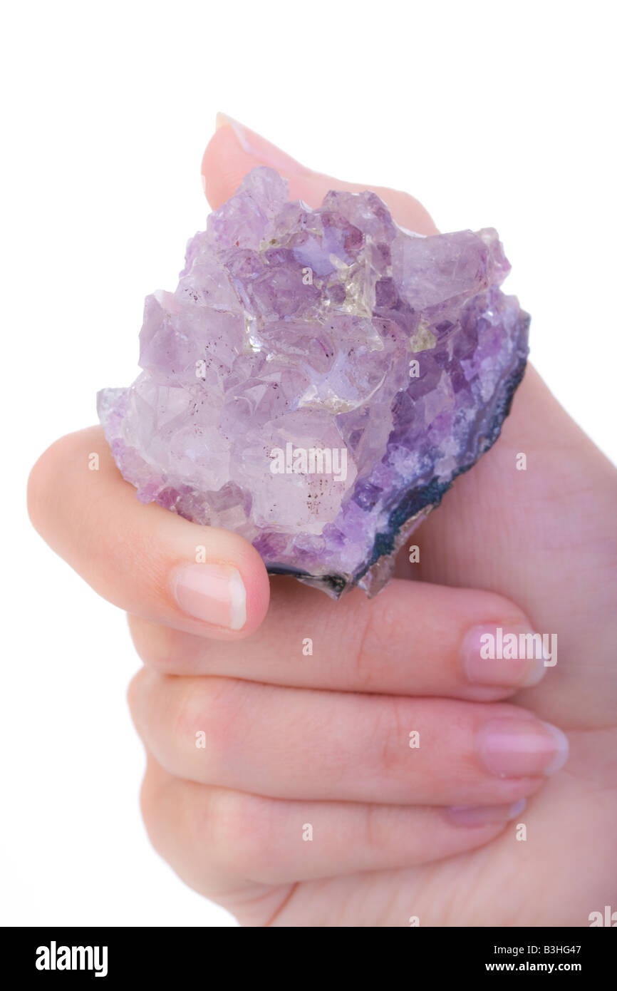 hand holding amethyst Stock Photo - Alamy