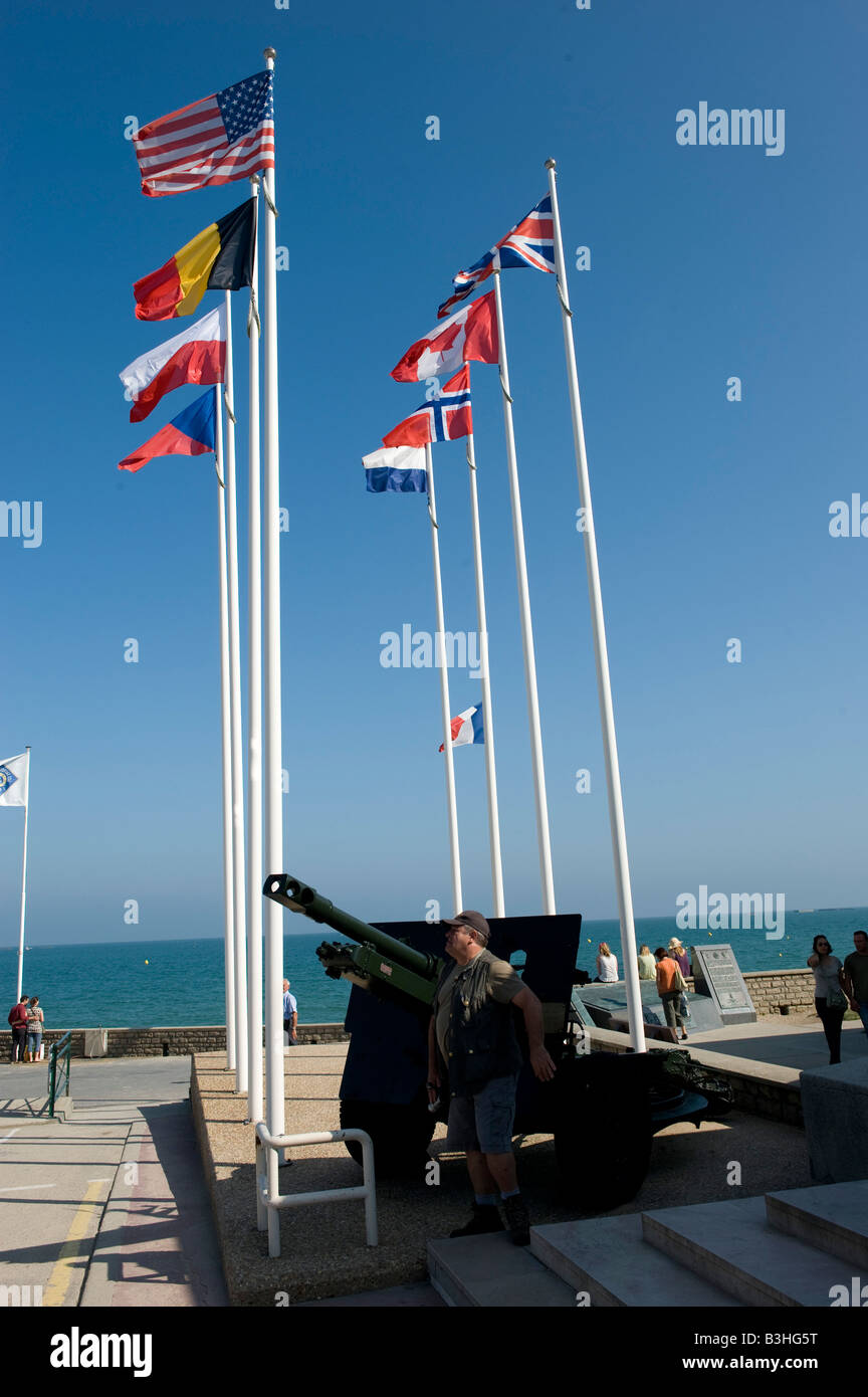 A memorial to Normandy landings at Arromanches Gold beach where the ...