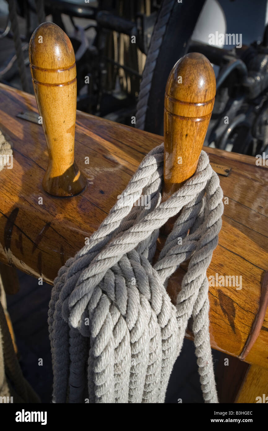Detail of rigging of old tall sailing ship Stock Photo - Alamy