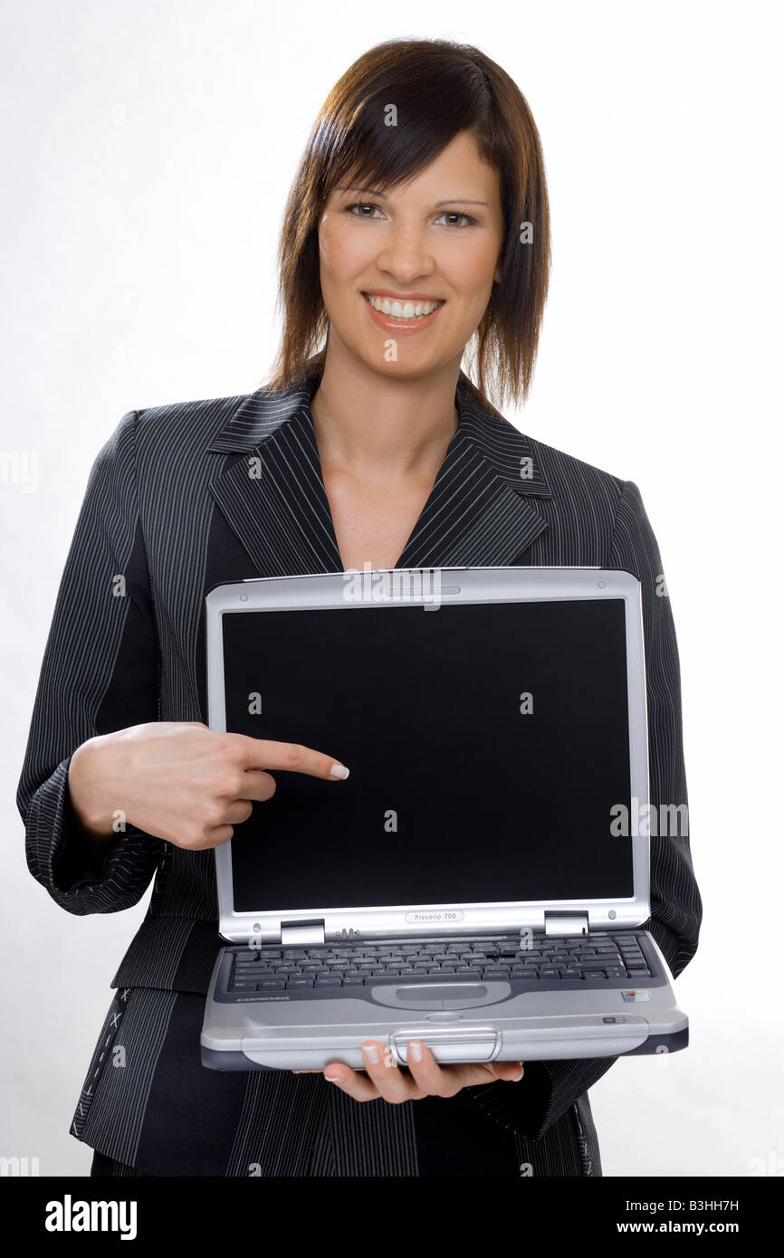 Woman with notebook Stock Photo - Alamy