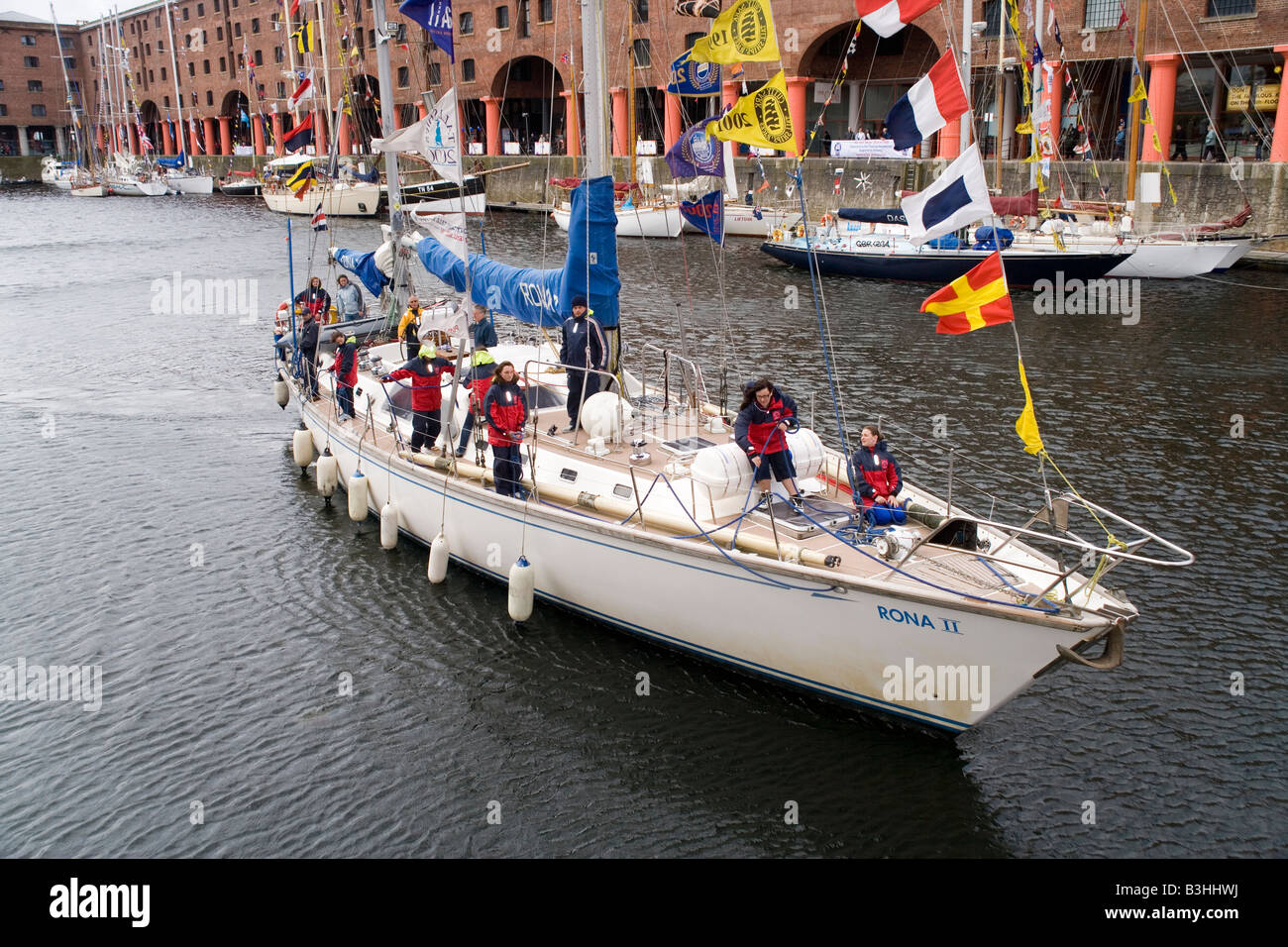 The Rona II sailing ship and young sailors at the Tall Ships race in ...