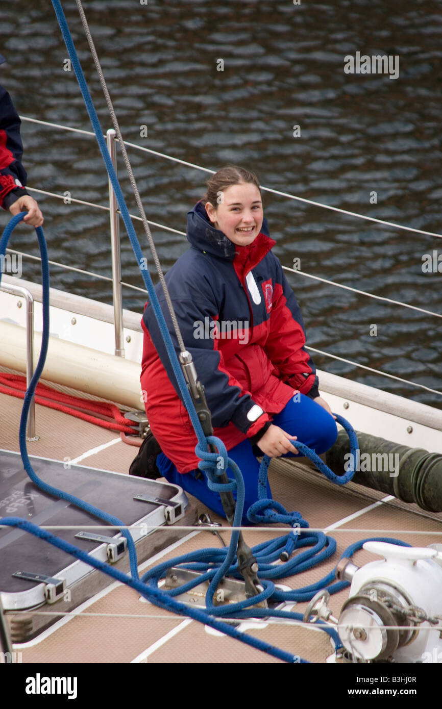 The Rona II sailing ship and young sailors at the Tall Ships race in ...